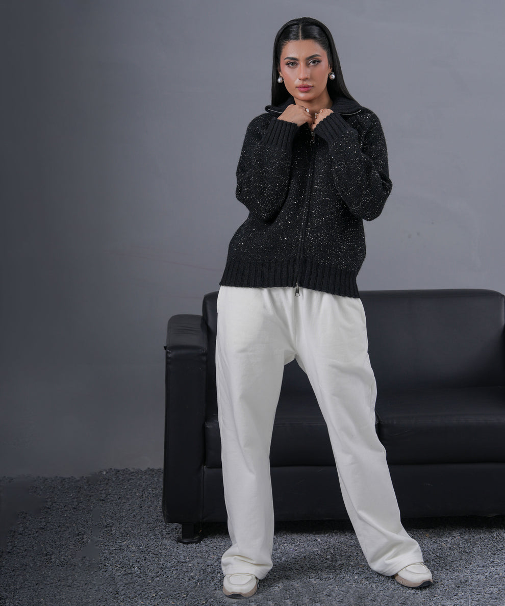 Shimmer Knit Jacket (Black) – 2ND Street